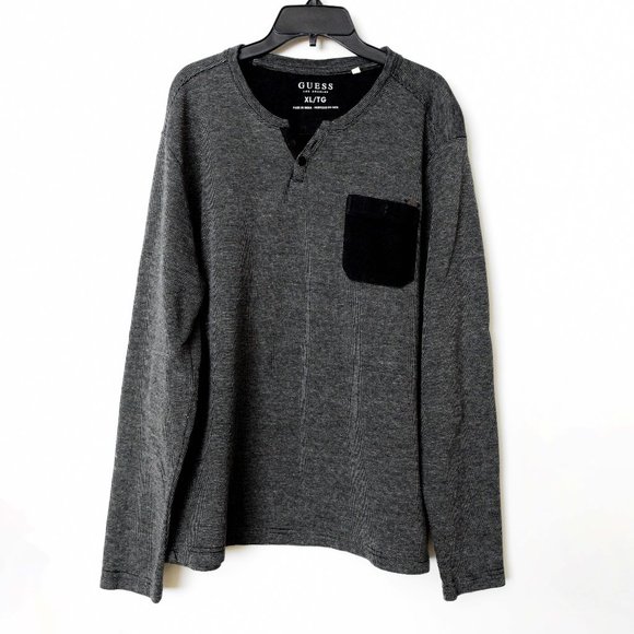 Guess | Shirts | Guess Mens Henley Front Pocket Long Sleeve | Poshmark
